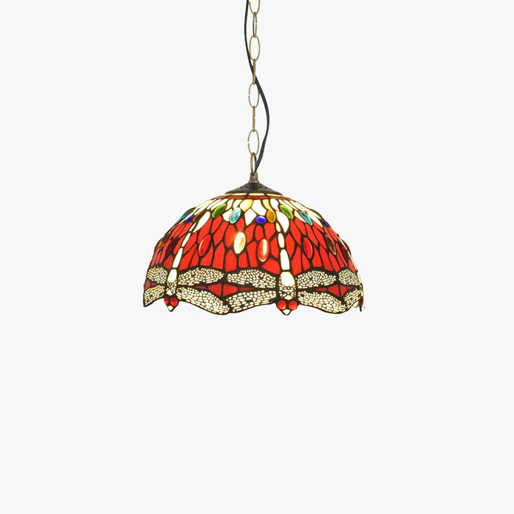 Eryn Vintage LED Pendant Light Red Glass Living Room/Bedroom